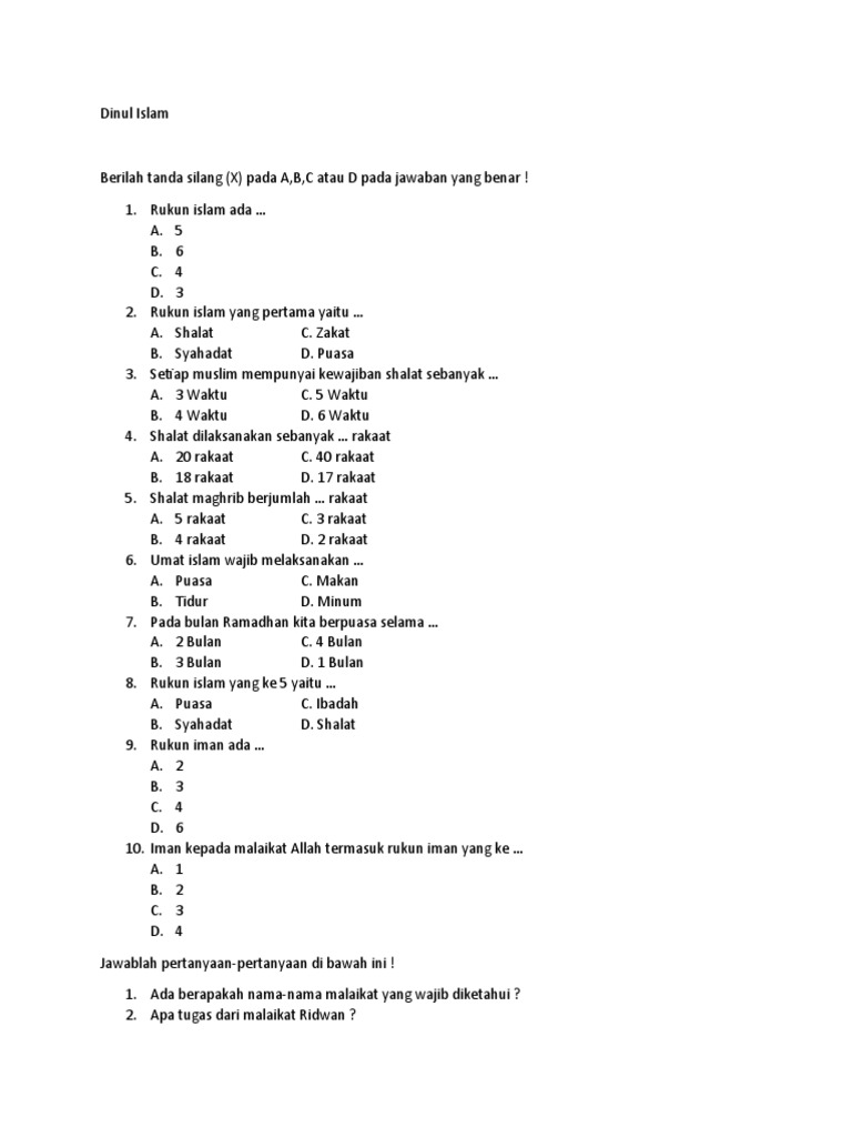 Soal Dinul Islam | PDF