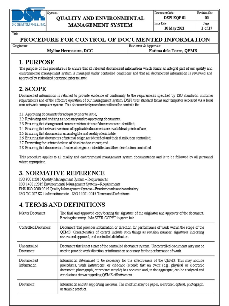 Document Control Procedure Guide | PDF | Audit | Business
