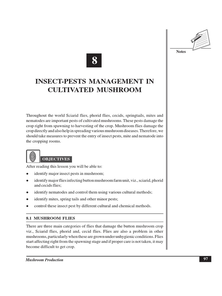 Insect-Pests Management in Cultivated Mushroom | PDF | Pest (Organism) | Mushroom