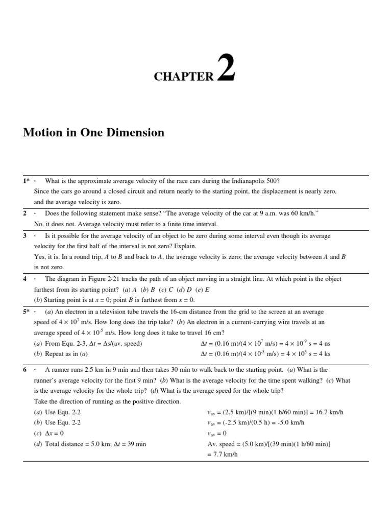 Motion in One Dimension Chapter | PDF | Acceleration | Velocity