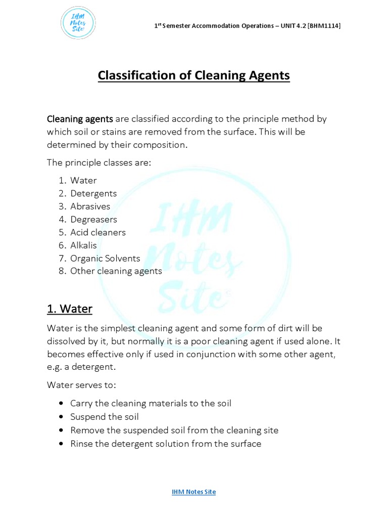 Classification of Cleaning Agents | PDF | Sodium Hydroxide | Chemistry