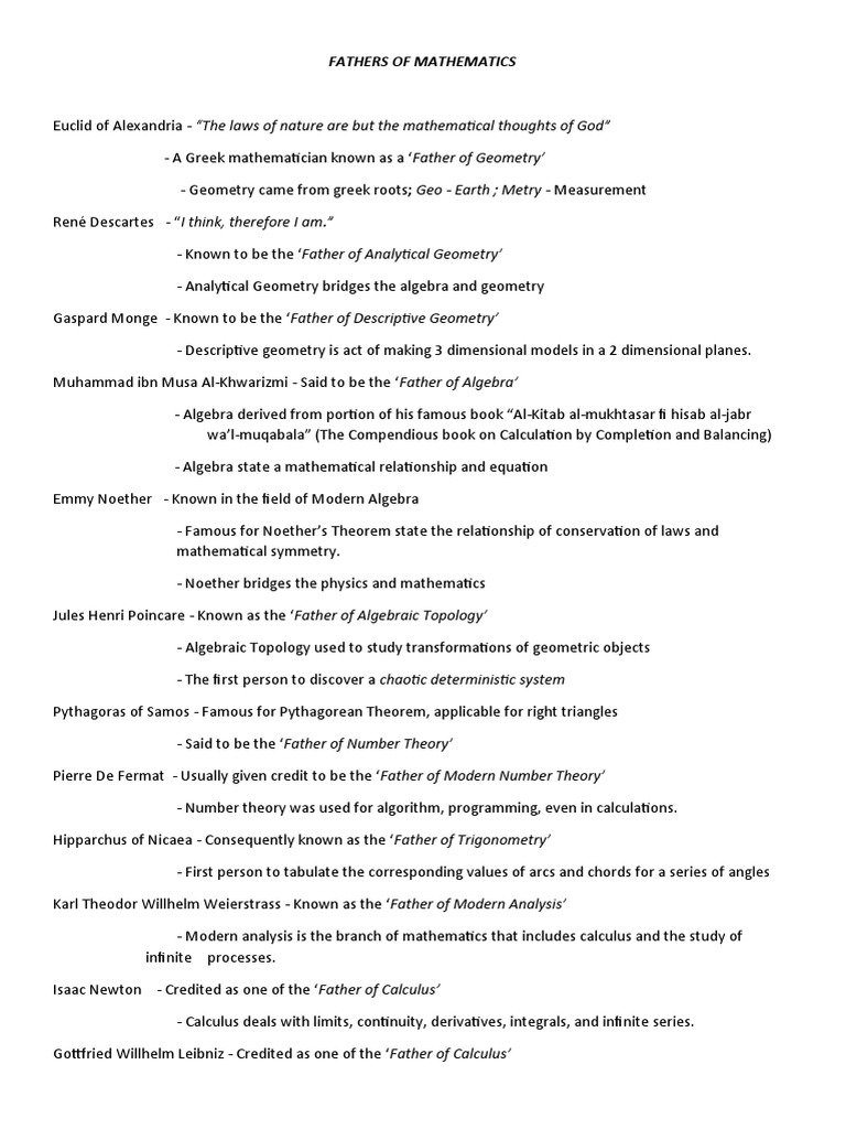 Father of Mathematics | PDF | Geometry | Mathematics