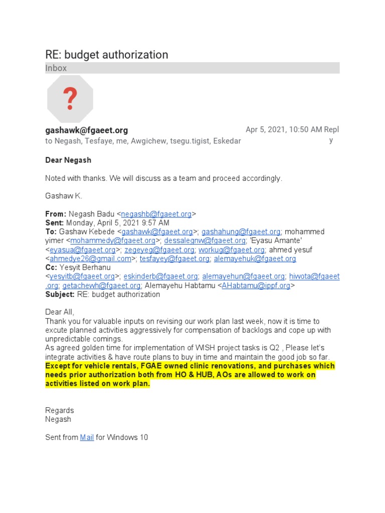 RE Budget Authorization | PDF