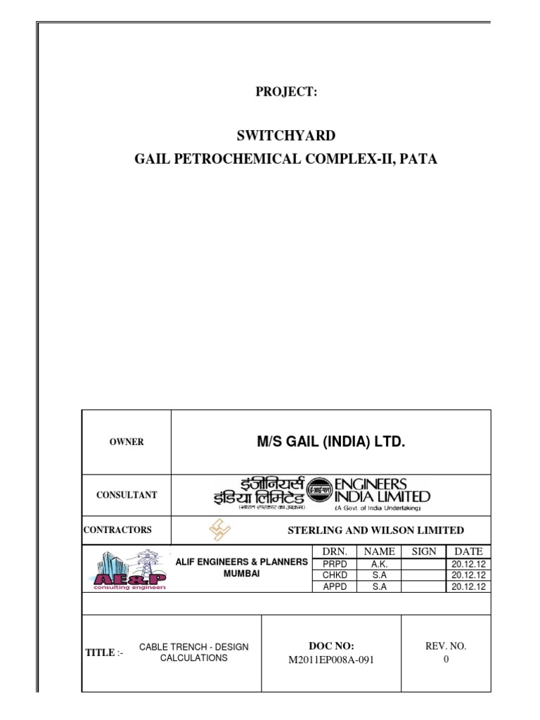 Cable Trench Design Calculations | PDF | Pressure | Economic Sectors