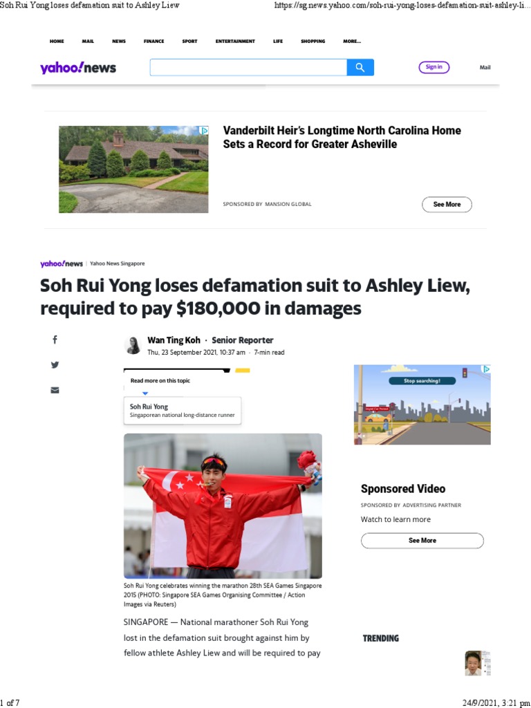 Soh Rui Yong Loses Defamation Suit To Ashley Liew | PDF | Defamation