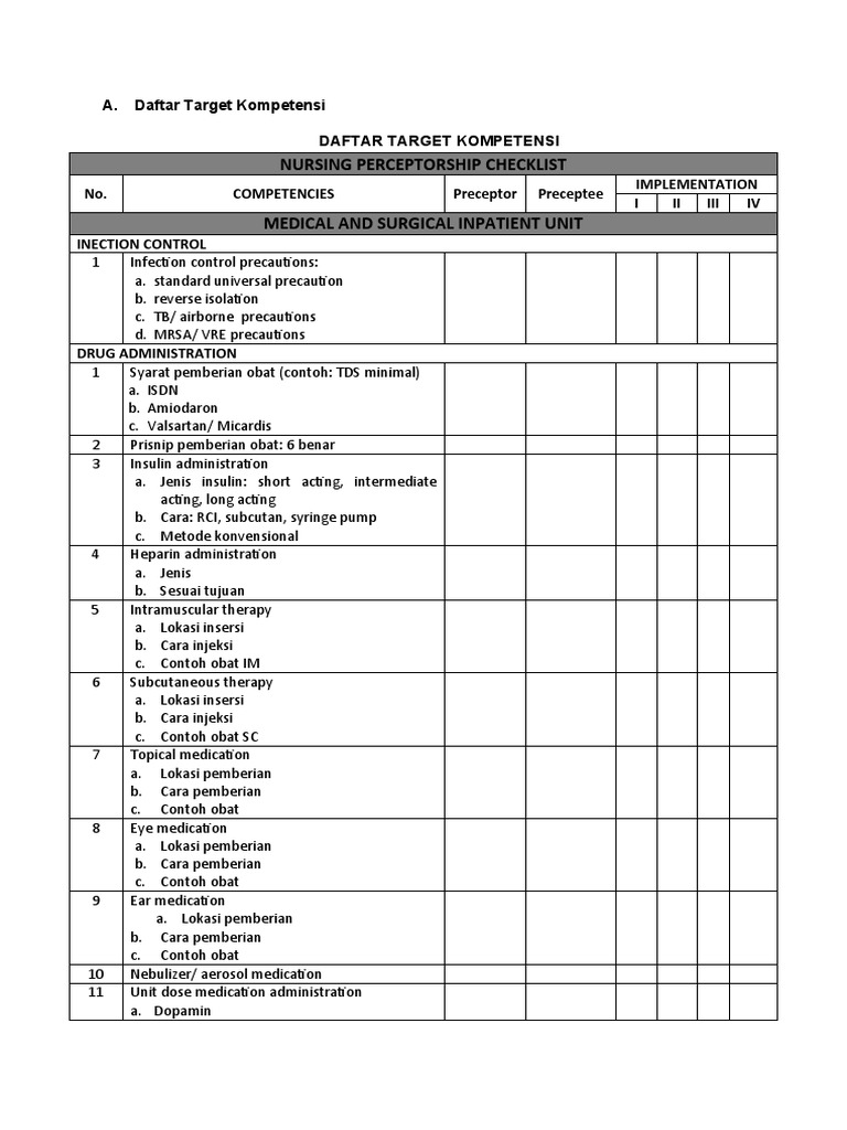 Contoh Daftar Target Kompetensi | PDF | Heart | Intravenous Therapy