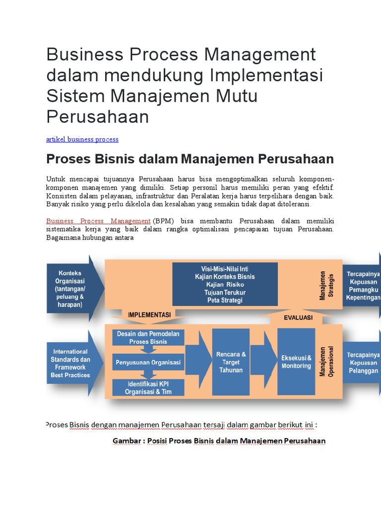 Business Process Management Dalam Mendukung Implementasi Sistem ...