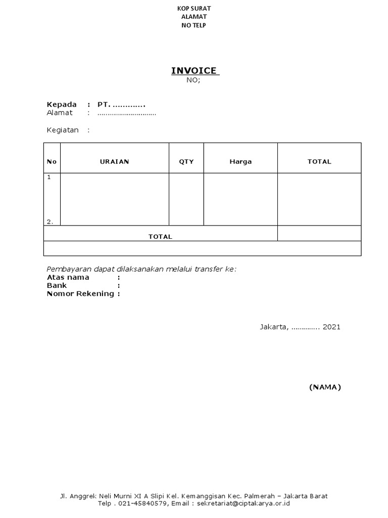 Contoh Invoice Perusahaan PT | PDF