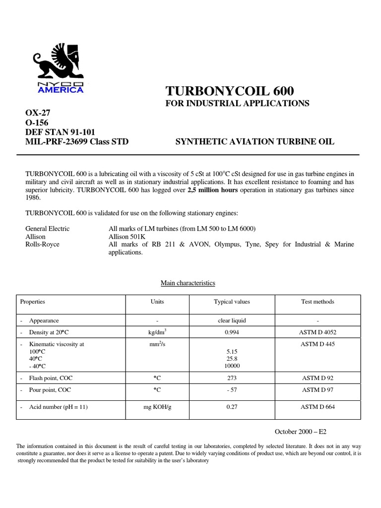 Turbonycoil 600 | PDF | Motor Oil | Liquids