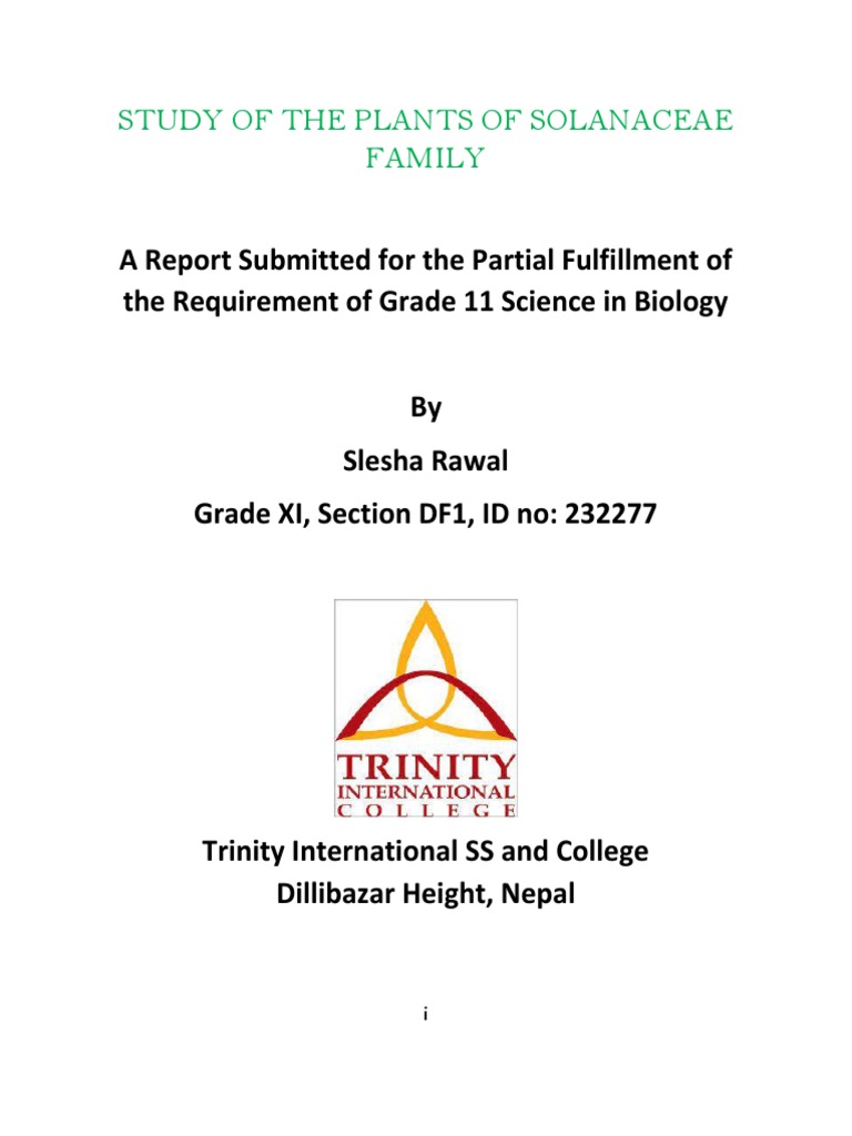 Study of Solanaceae Plants | PDF | Plants | Botany
