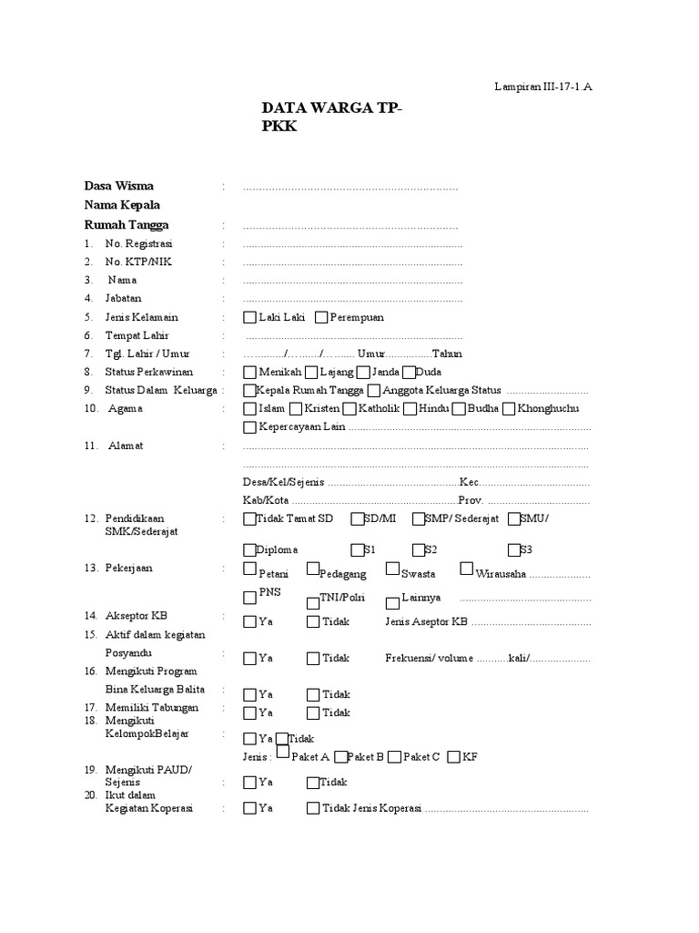 Form Dasa Wisma | PDF