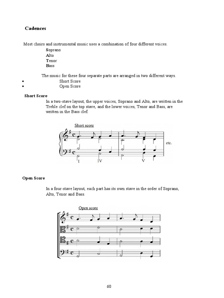 An Introduction to Cadences: Types of Cadences in Four-Part Harmony ...