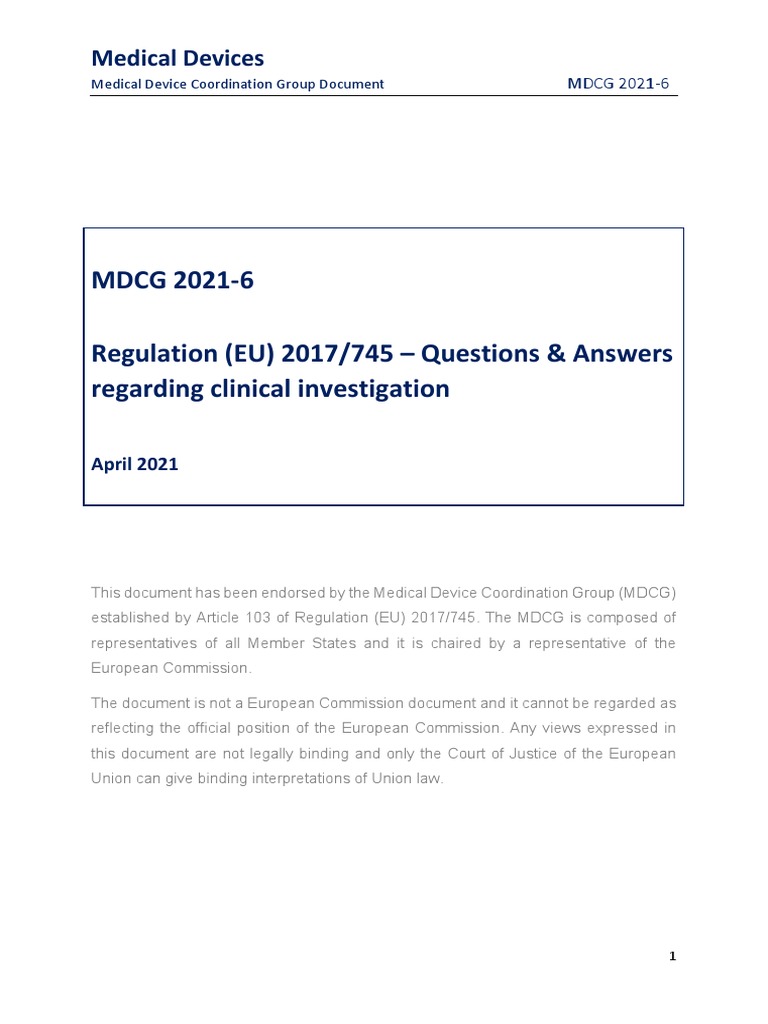 MDCG 2021-6 Regulation (EU) 2017/745 - Questions & Answers Regarding ...