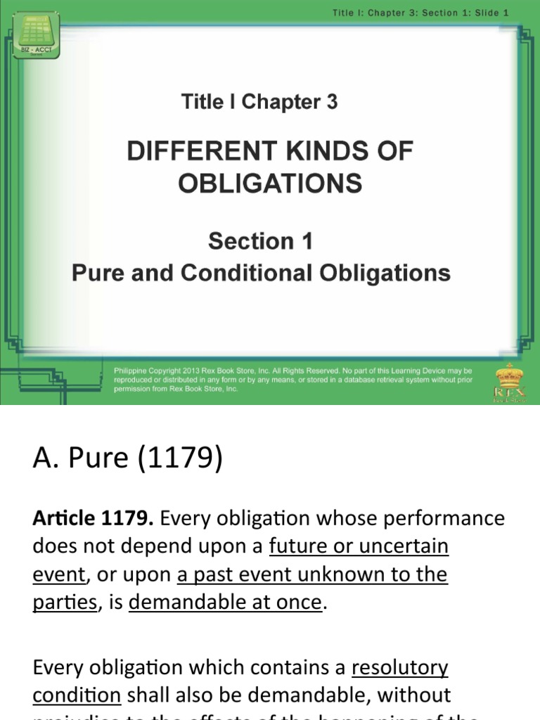 Chapter 3 (Section 1) - Pure and Conditional Obligation | PDF | Breach ...