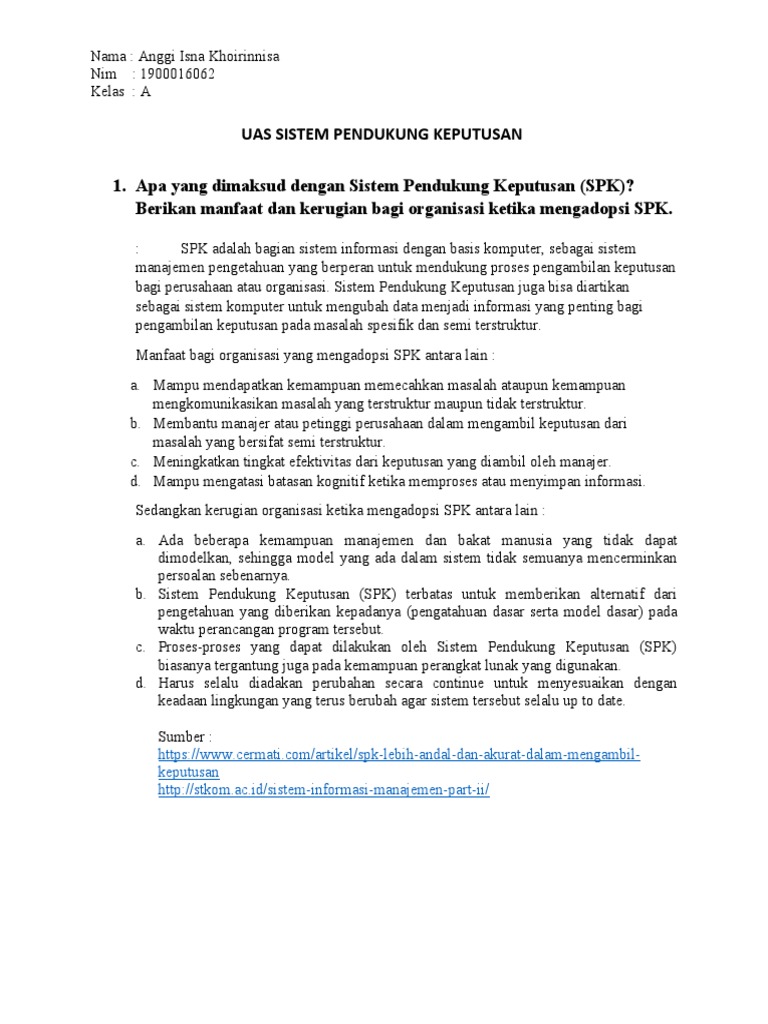 Uas SPK | PDF | Bisnis