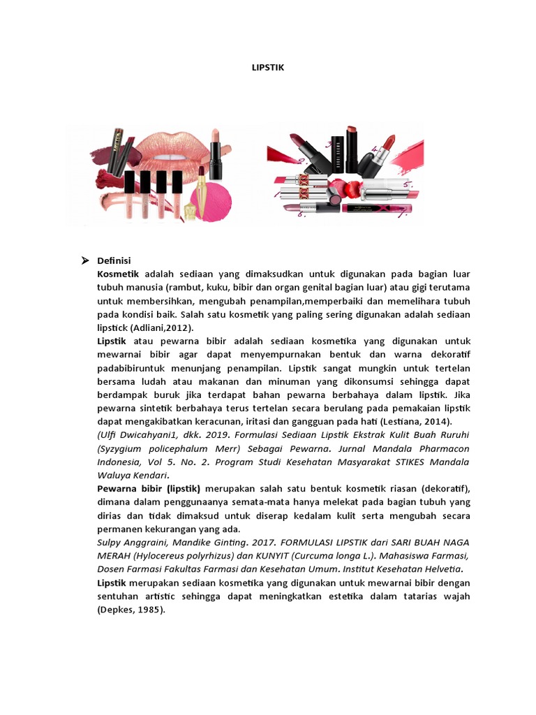 Lipstick Formulation from Ruru Fruit Skin Extract (Syzygium ...