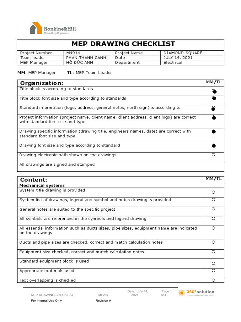 MF207 - Mep Mep Drawing Checklist | PDF