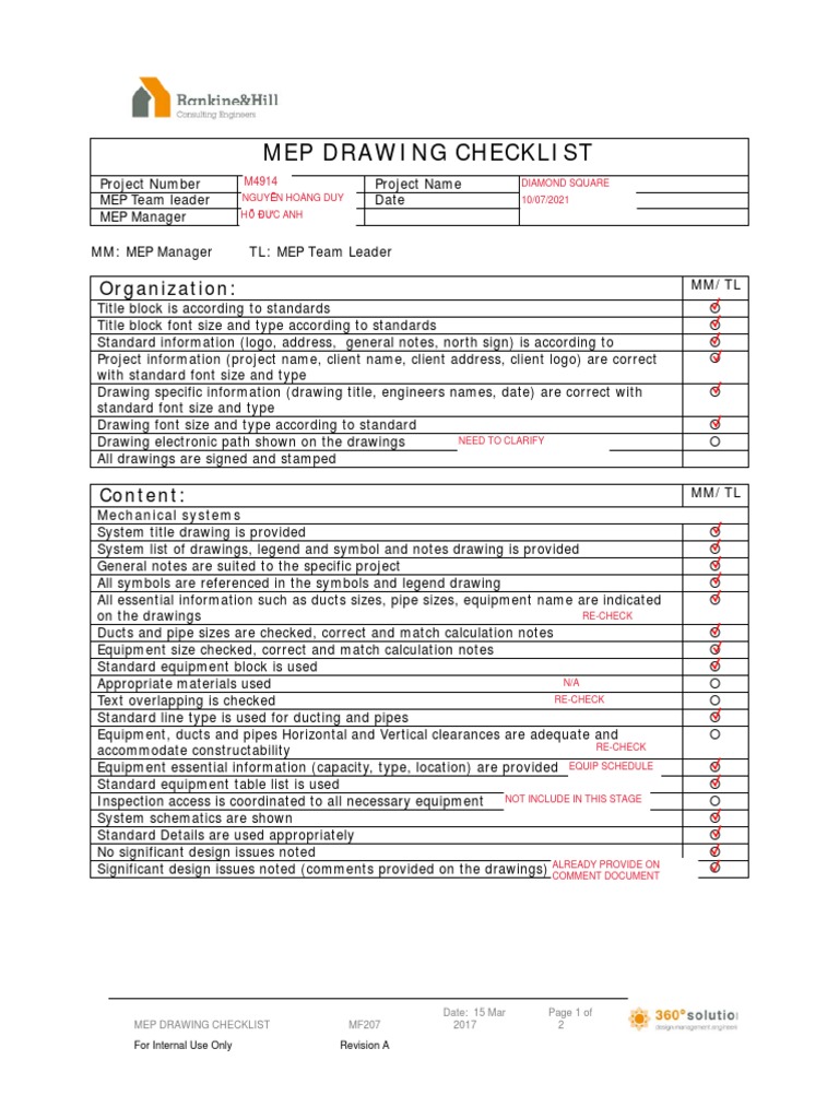 MEP Drawing Checklist Overview | PDF