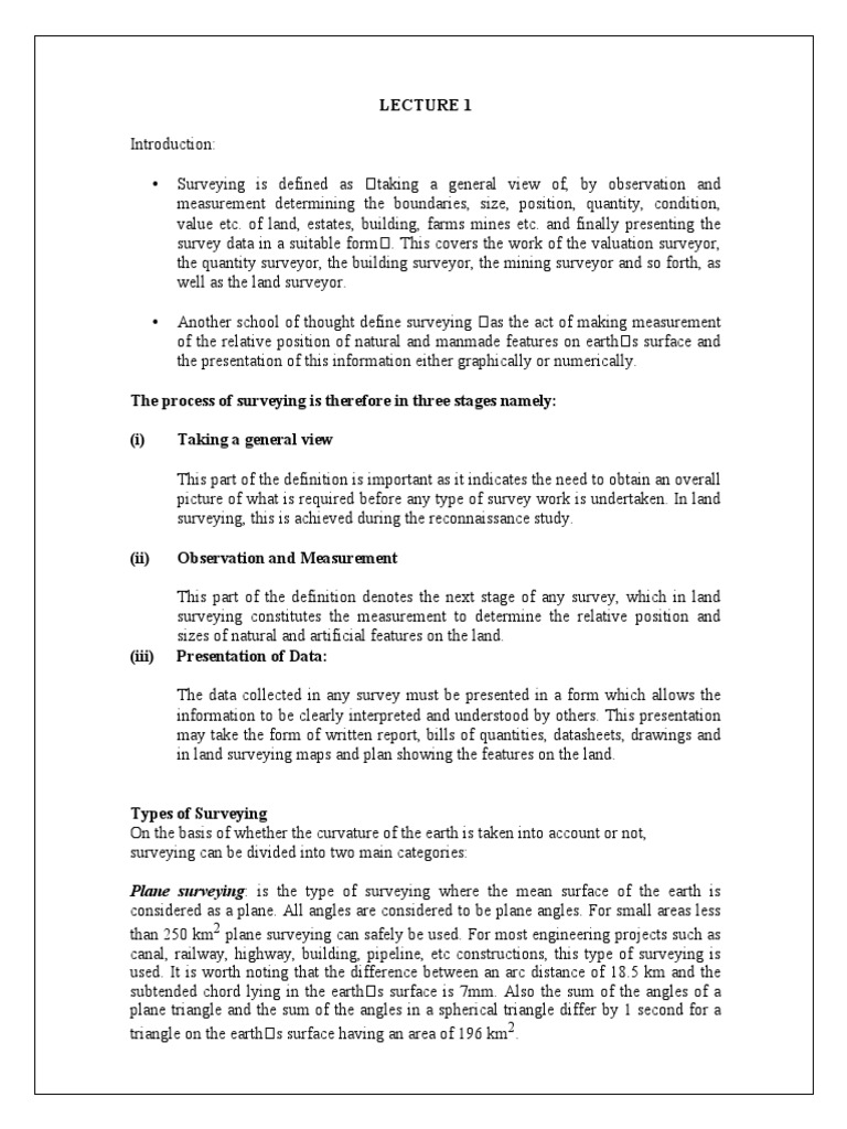 Survey Lecture Notes 3 | PDF | Surveying | Triangle