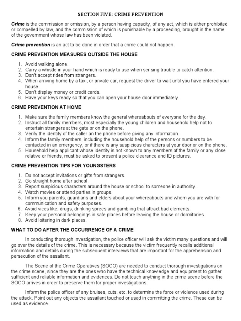 Preventing Crime Through Education, Awareness and Cooperation | PDF ...