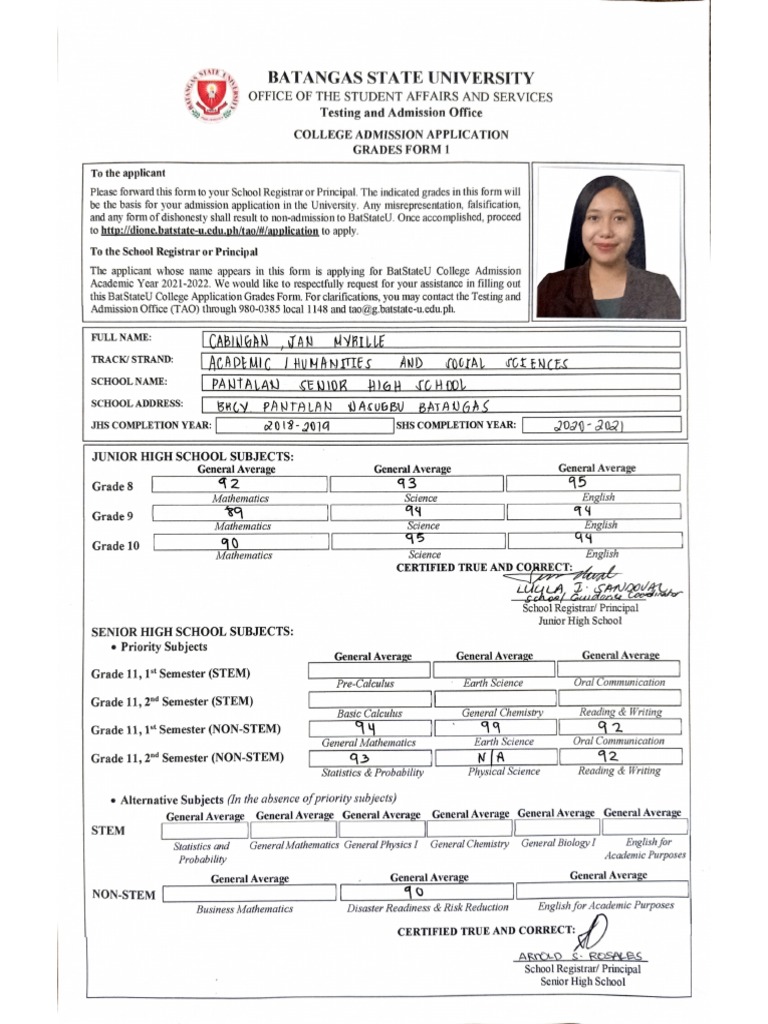 BSU Grade Form | PDF