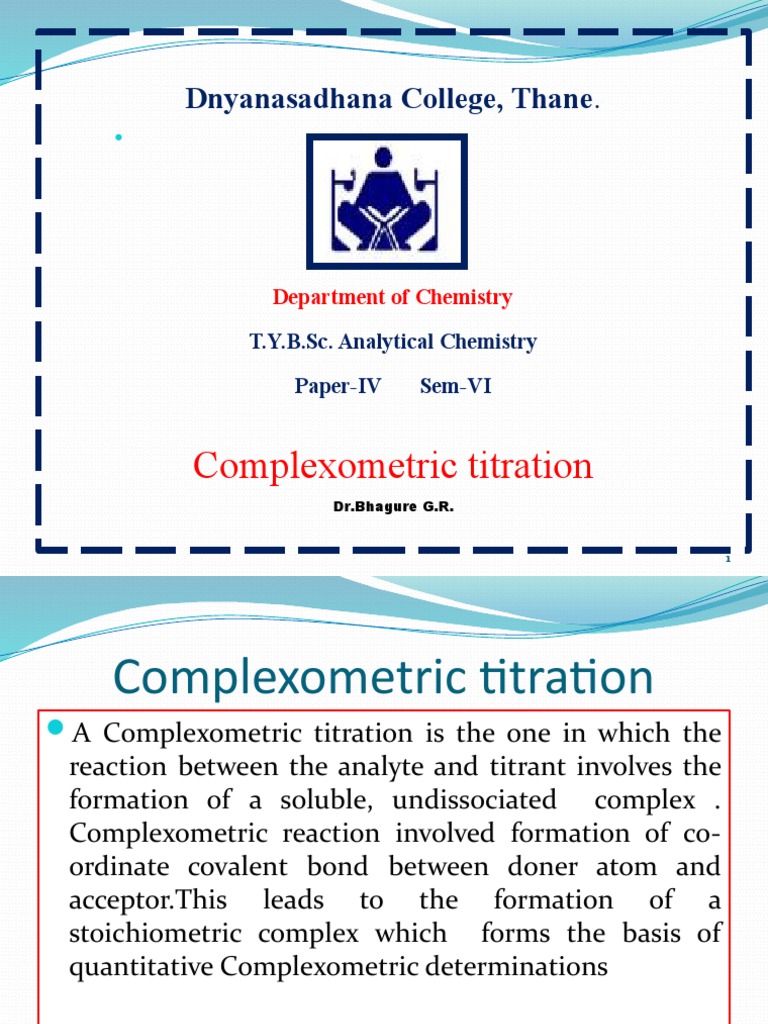 Complexometric Titration | PDF | Chemistry | Titration