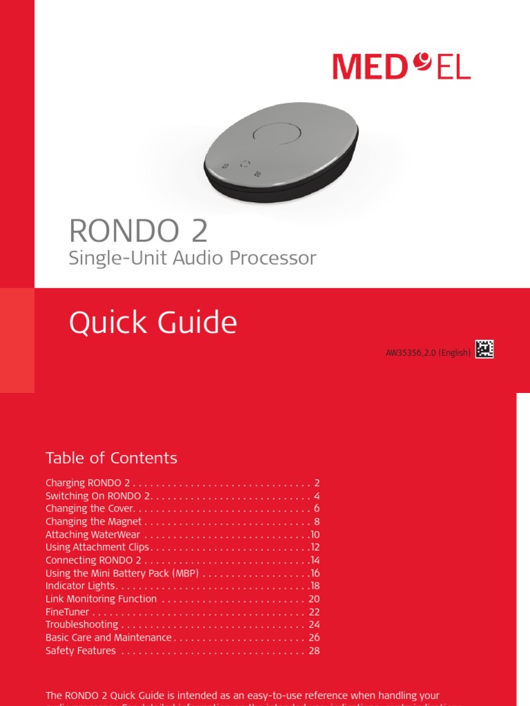 Rondo 2: Quick Guide | PDF | Hearing Aid | Electrical Connector