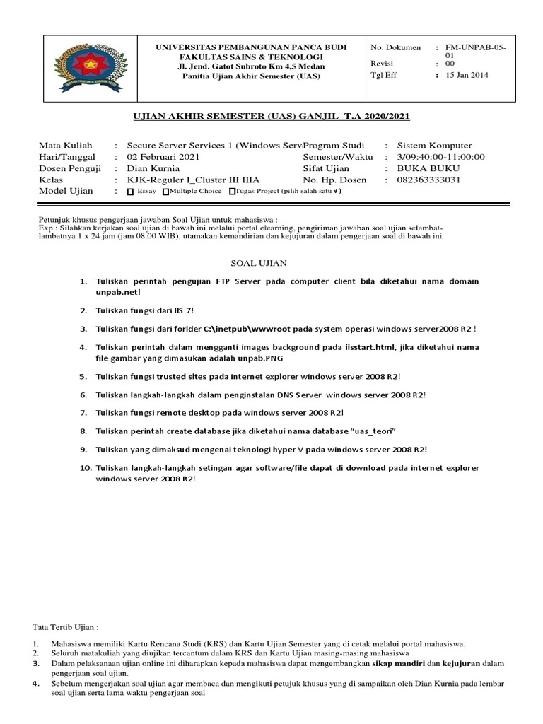 UAS Teori Windows Server Ridwan Dalimunthe 1914370014 | PDF
