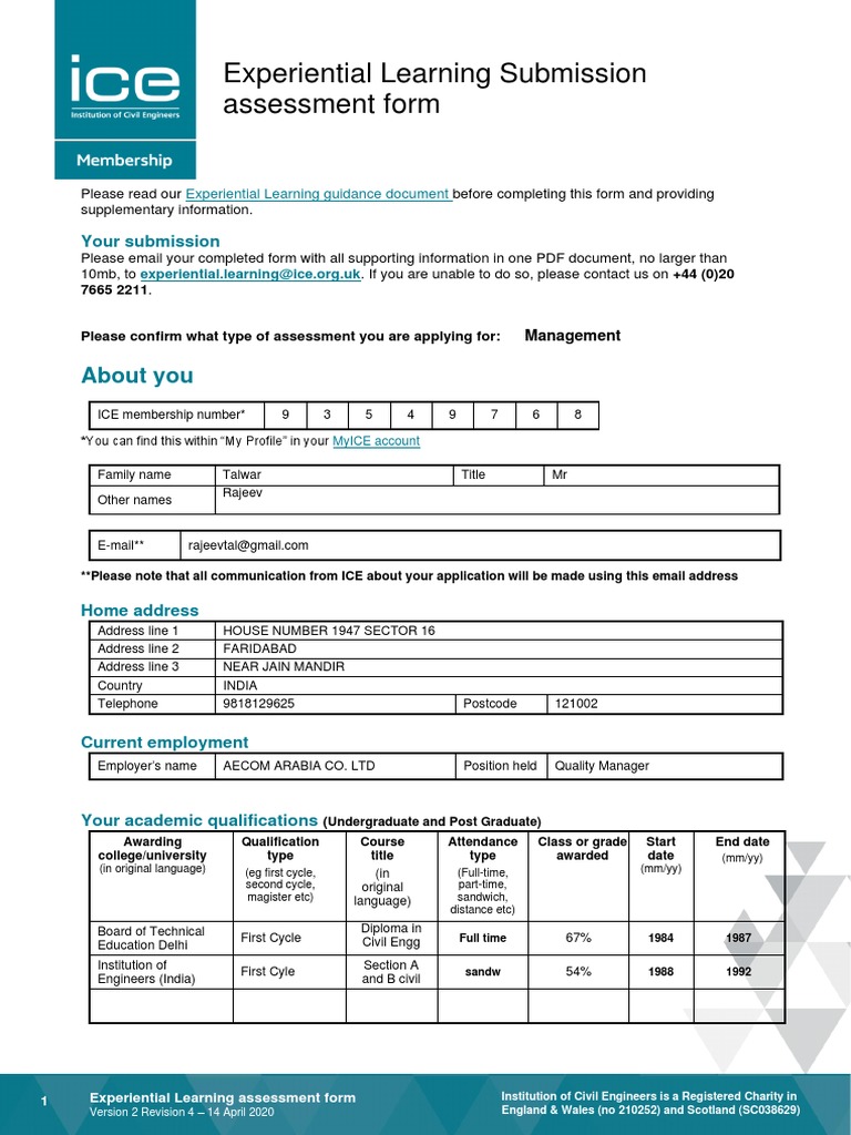 Experiential Learning Submission Form Assessment | PDF | Risk | Quality ...