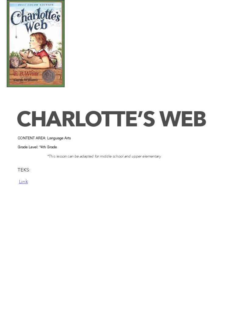 Charlottes Web Lesson Plan With Materials | PDF | Reading Comprehension ...