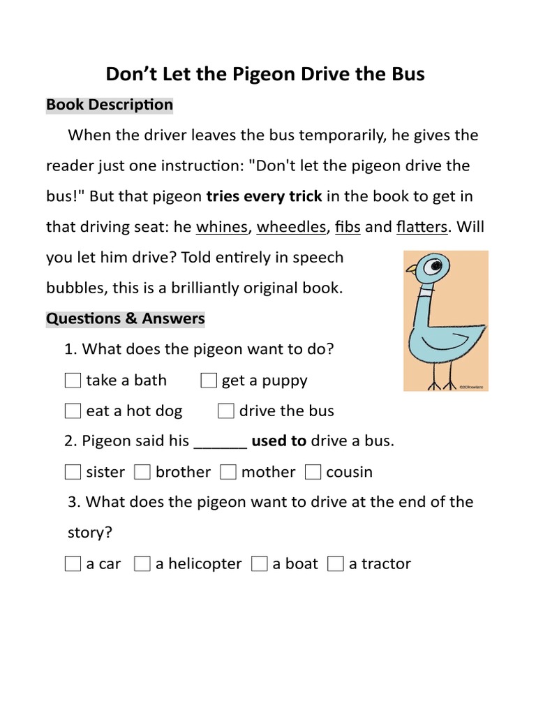 Don't Let The Pigeon Drive The Bus | PDF