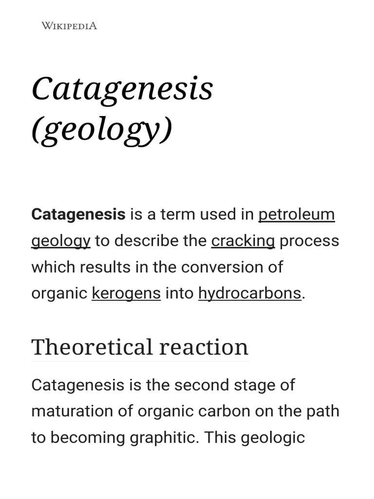 Catagenesis (Geology) : Theoretical Reaction | Download Free PDF ...