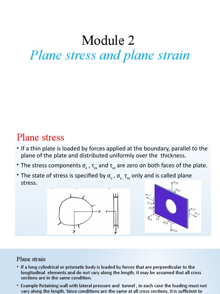 Plane Stress and Plane Strain | PDF | Stress (Mechanics) | Cartesian ...