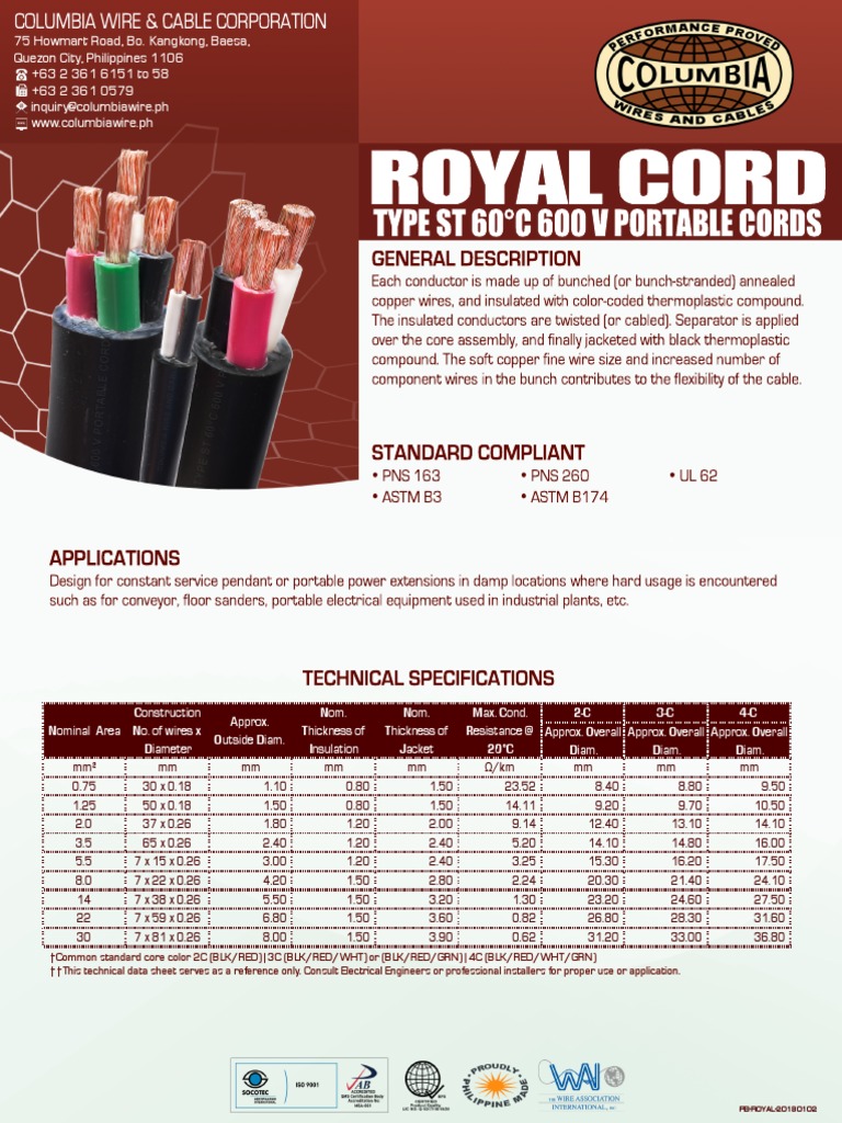 Royal Cord | PDF | Electrical Components | Electrical Engineering
