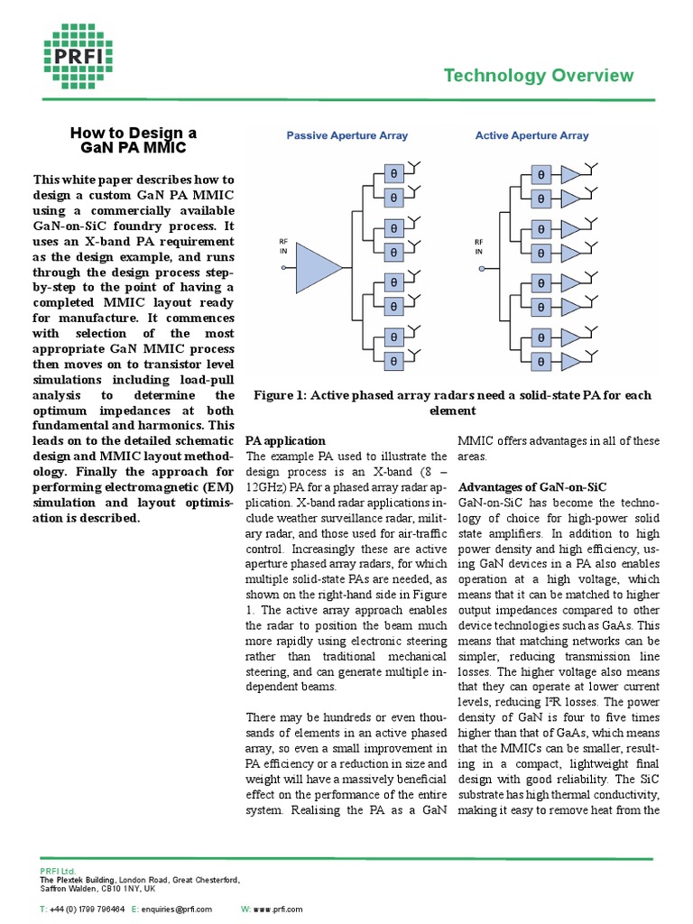 GaN PA MMIC Design Guide | PDF | Amplifier | Transistor