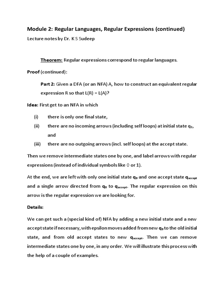 Regular Languages Expressions - M2L3 | PDF | Regular Expression | Theoretical Computer Science