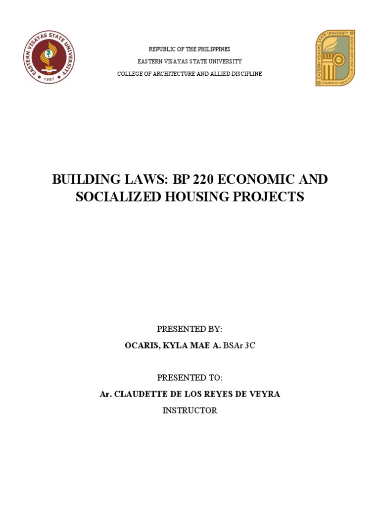 Building Laws: BP 220 Economic and Socialized Housing Projects | PDF ...