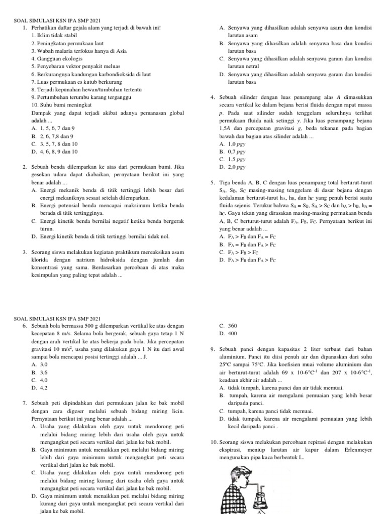 Soal Simulasi KSN IPA SMP 2021 | PDF