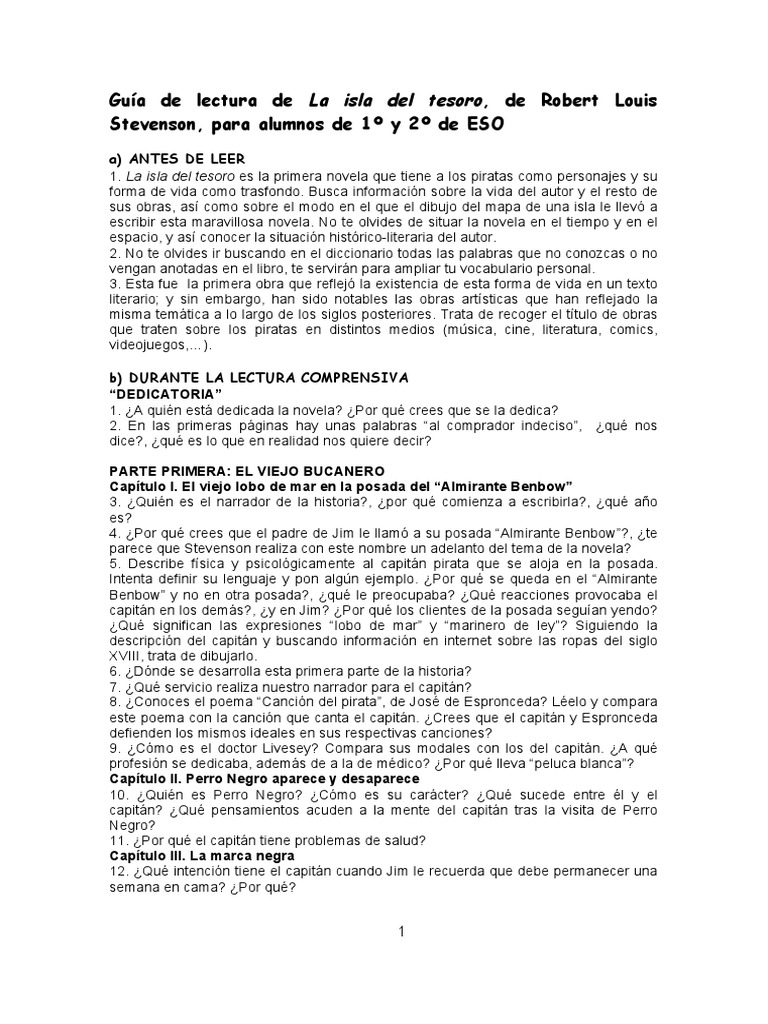 Guis de Preguntas Isla DL Tesoro | PDF | Isla del tesoro | Piratería