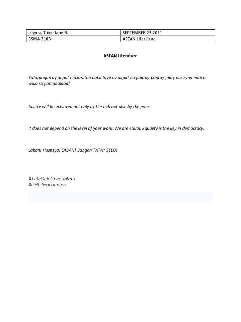 Asean Literature | PDF