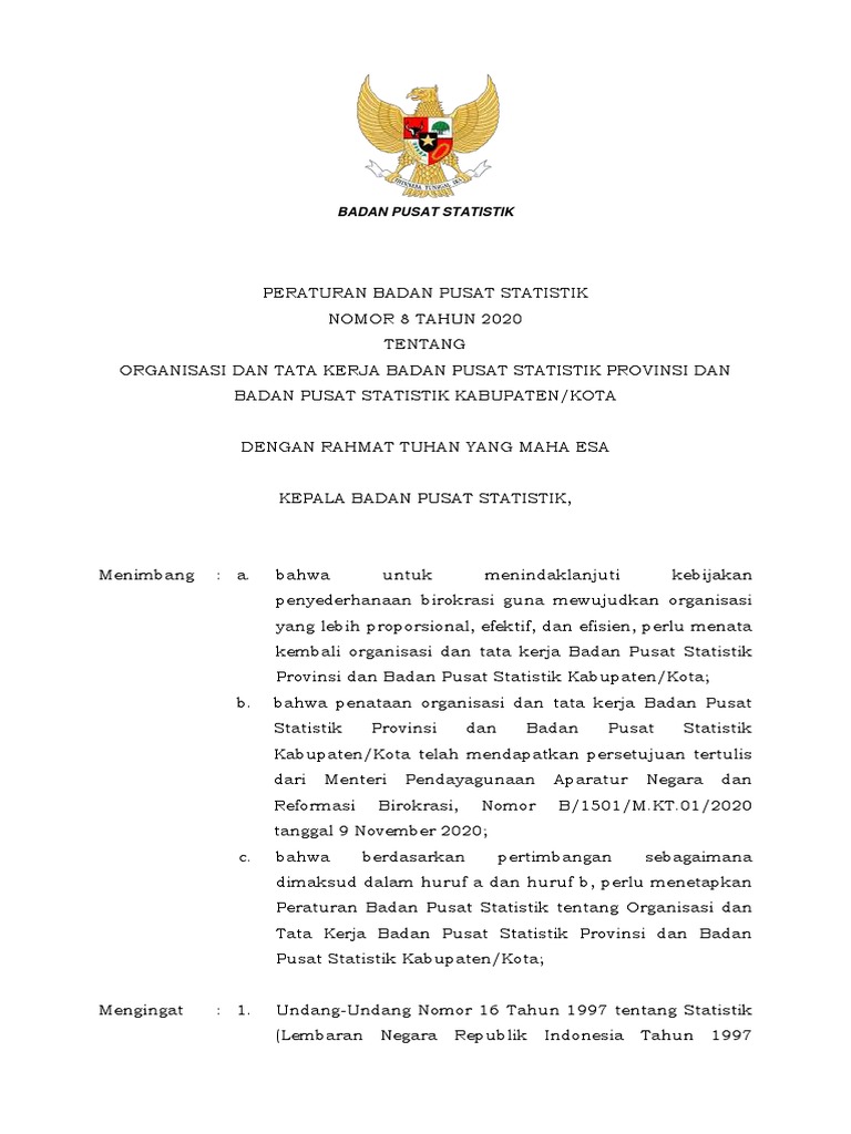 Peraturan BPS 8 2020 | PDF