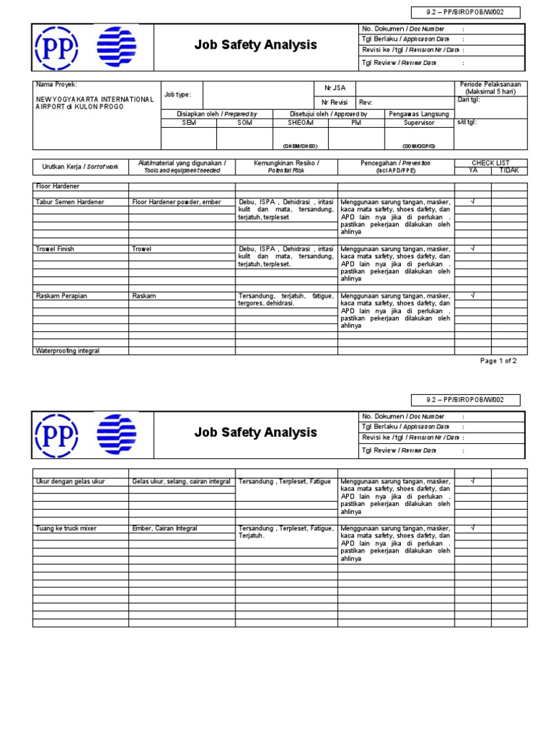Lamp. 2 Form JSA Floor Hardener Dan Waterproofing | PDF