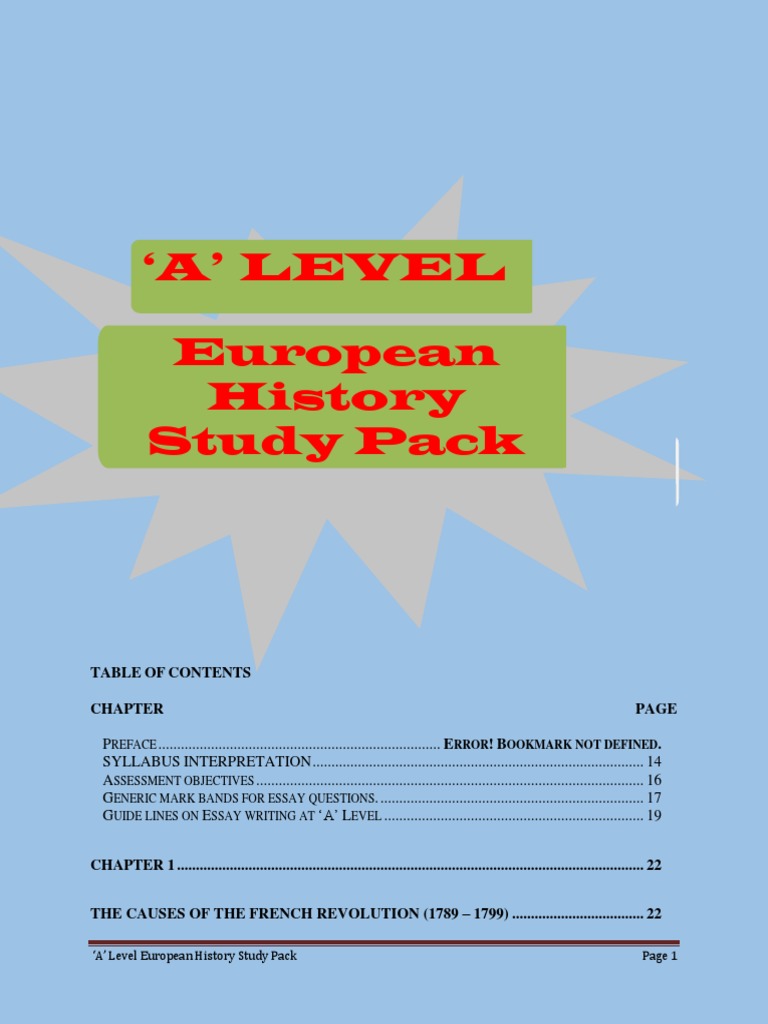 'A' Level European History Study Pack | PDF | Fascism | Otto Von Bismarck