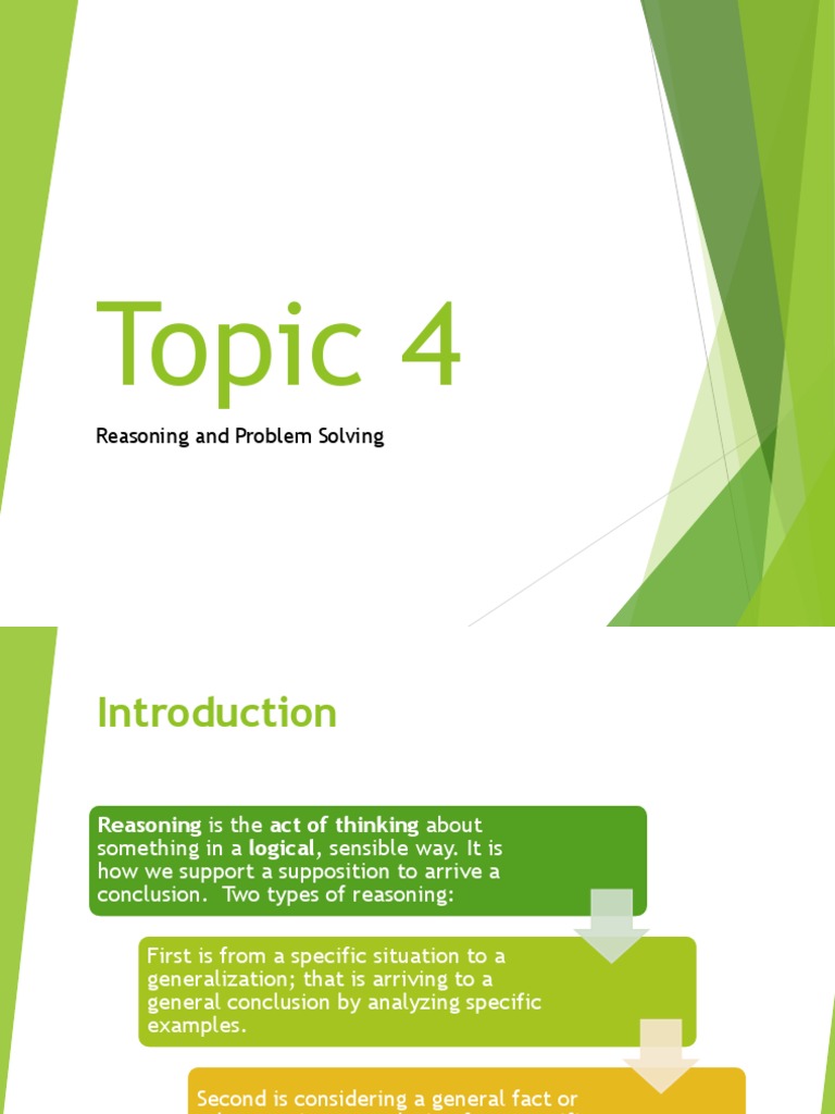 Topic 4 Reasoning and Problem Solving | PDF | Sequence | Deductive ...
