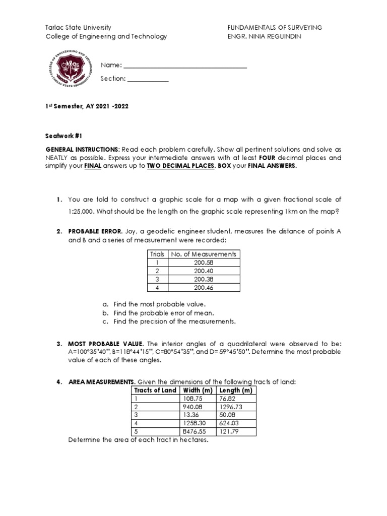 Seatwork - 2 | PDF | Area | Triangle