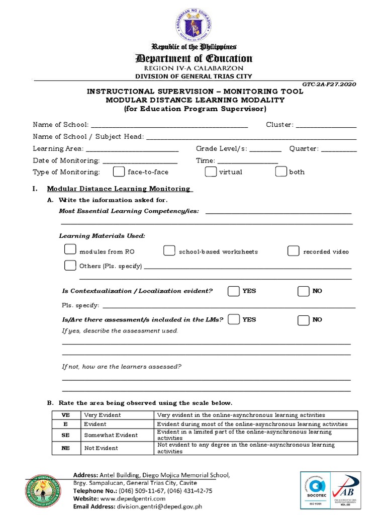 Modular Learning Monitoring Tool | PDF | Teachers | Learning