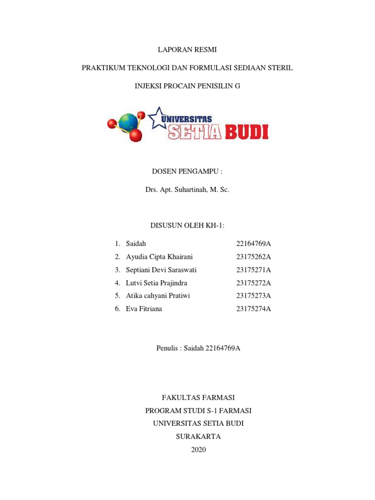 Pembuatan Injeksi Procain Penisilin G | PDF | Kesehatan Holistik