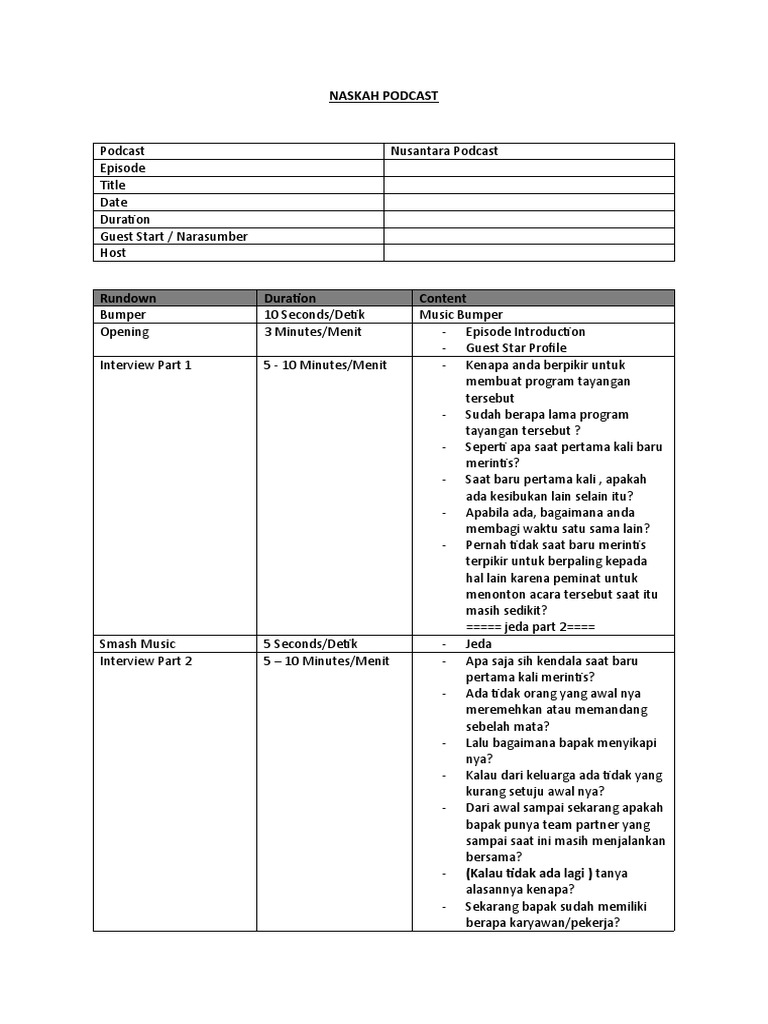 Naskah Podcast | PDF