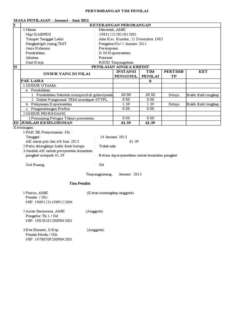 Format Penilaian Dupak Gloria | PDF