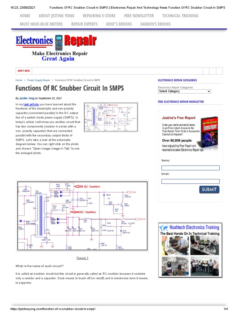 Functions of RC Snubber Circuit in SMPS - Electronics Repair and Technology News Function of RC ...
